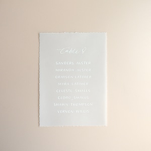 Handwritten Seating Chart Card Table Assignments | Hand Torn Paper ...