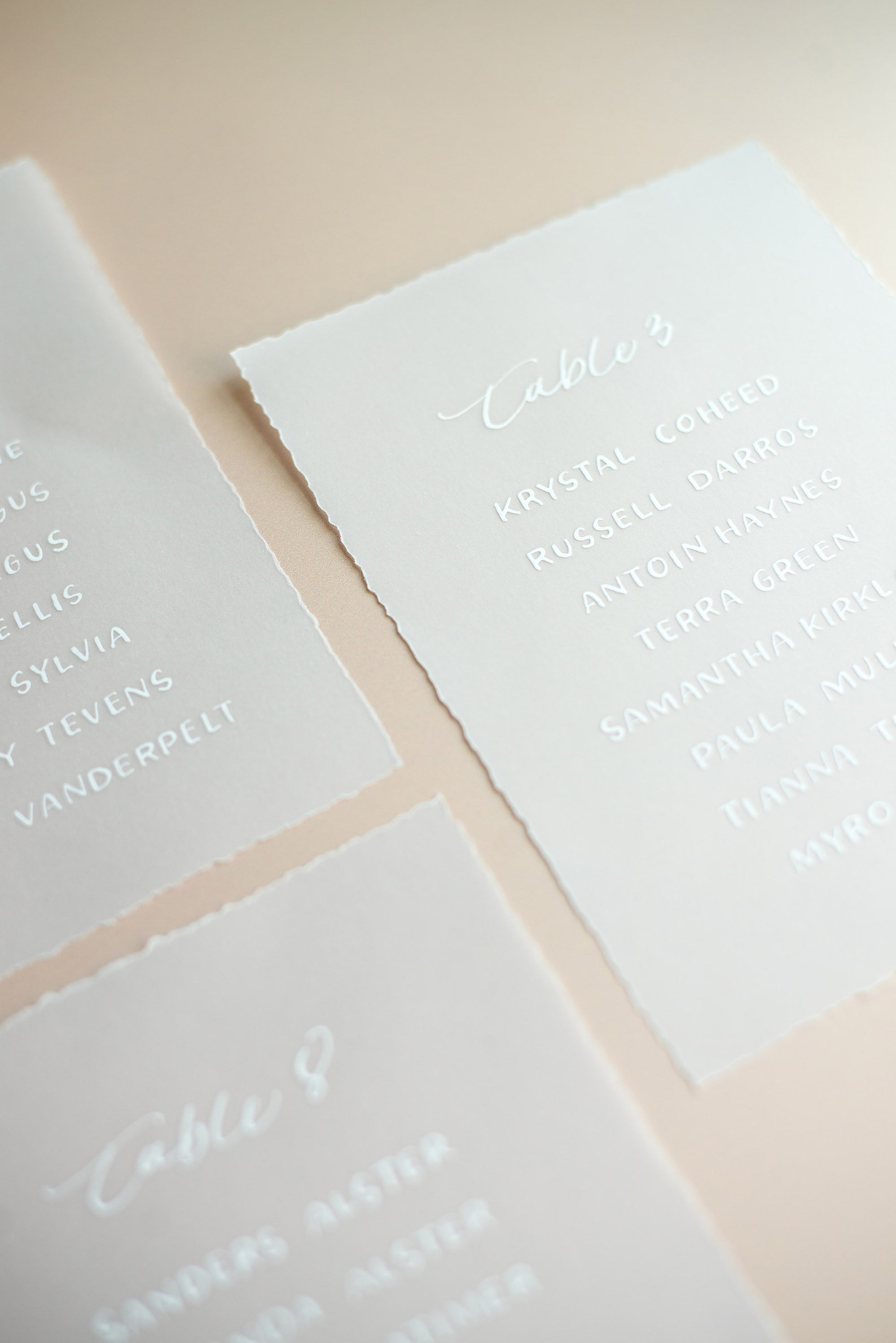Handwritten Seating Chart Card Table Assignments | Hand Torn Paper ...