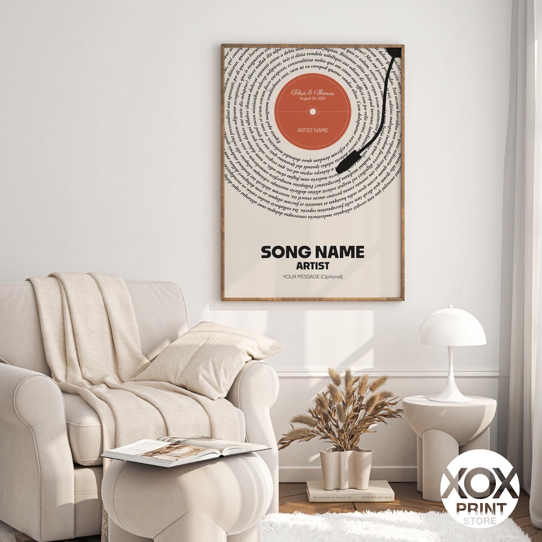 Custom Song Lyric Poster, Personalized Music Print (digital Download ...