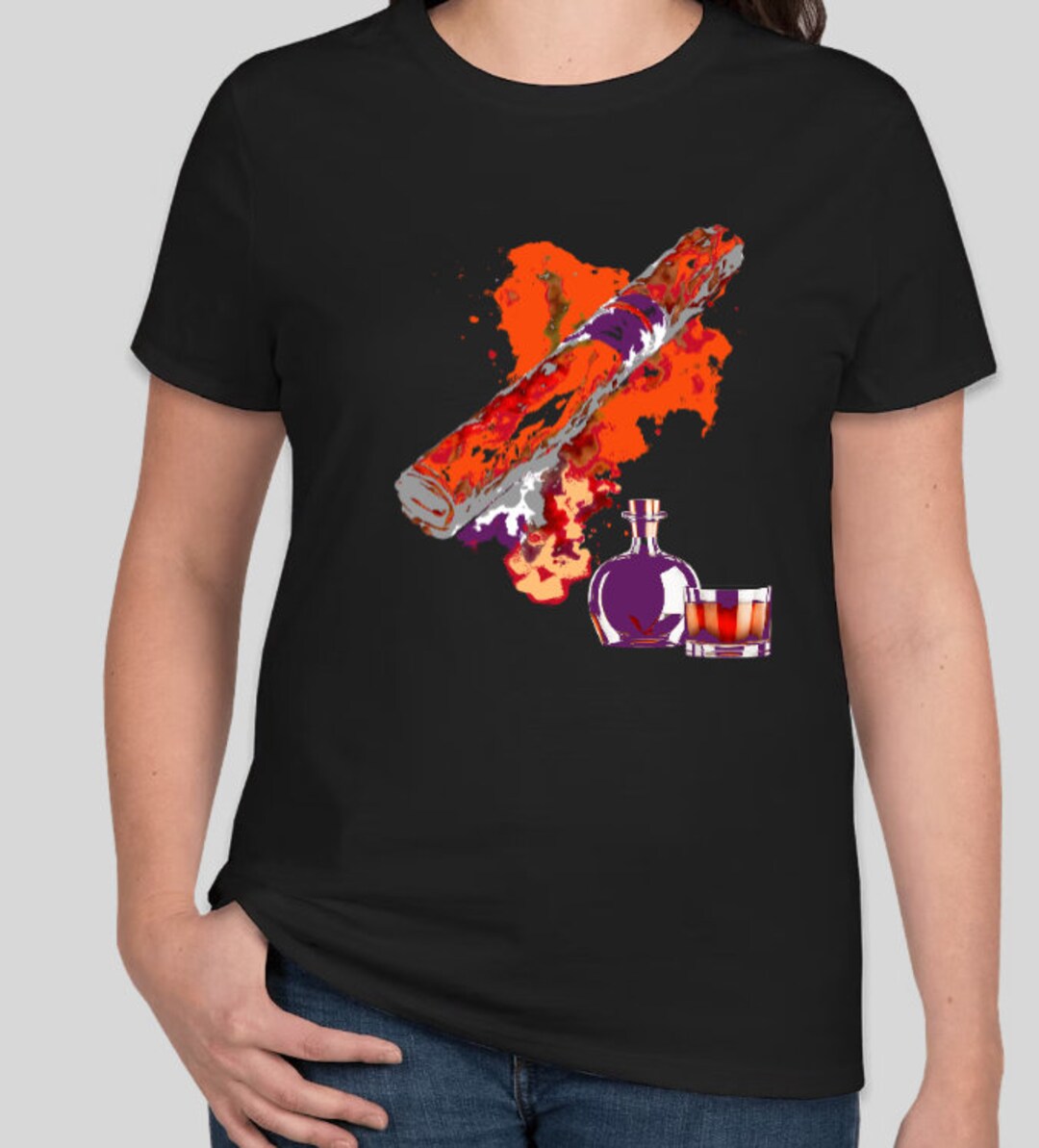 Women's Stogie & Cognac Colorfully Illustrated Graphic Tee - Etsy