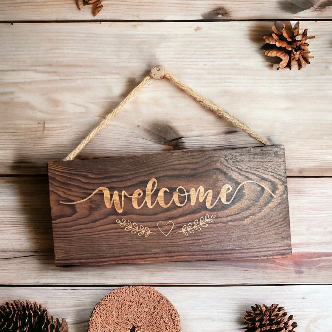 Family Last Name Wooden Sign Personalized Gift Custom Engraved Welcome ...