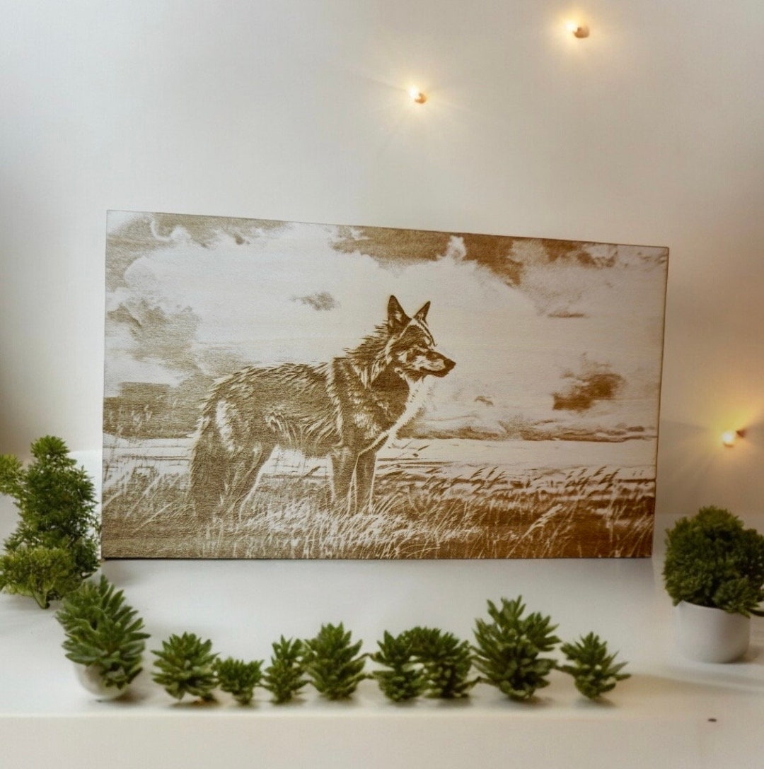 Stunning Laser Engraved Wolf in the Wild | Nature-inspired Wall Art - Etsy