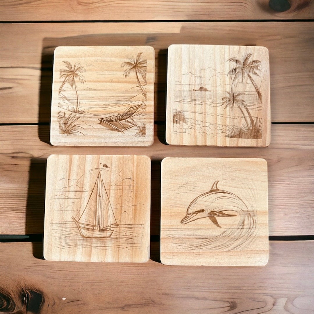 Custom Beach Themed Coasters, Gift for Any Family Member or for Display ...