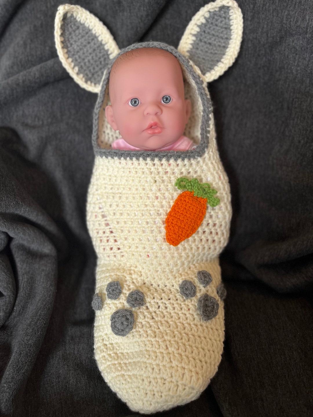 Handmade Crochet Bunny Baby Cocoon - Etsy