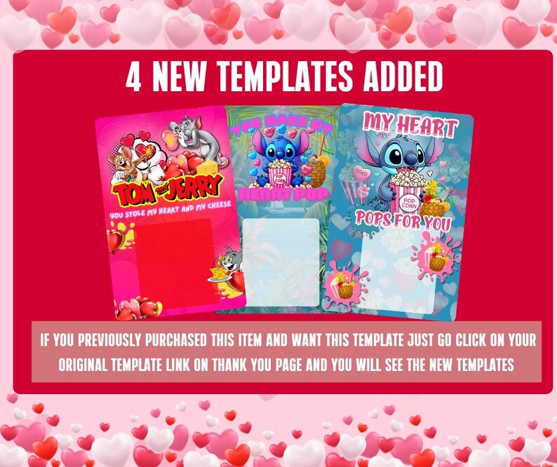Valentines Day Jumbo Treat Cards Template - Etsy