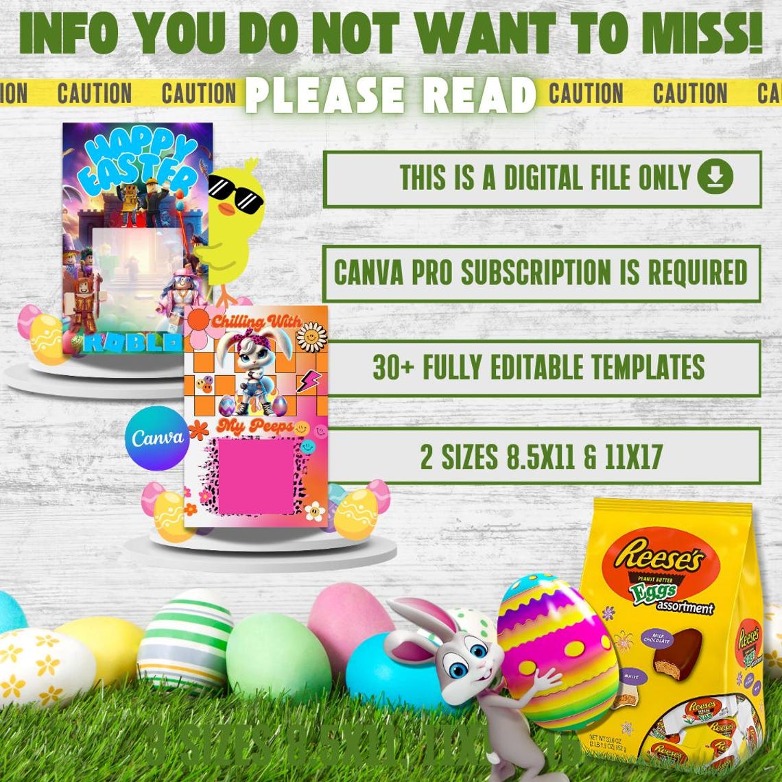 Easter Jumbo Treat Card Template - Etsy