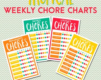 Colorful Customizable Chore Chart Pack Instant Download | Etsy