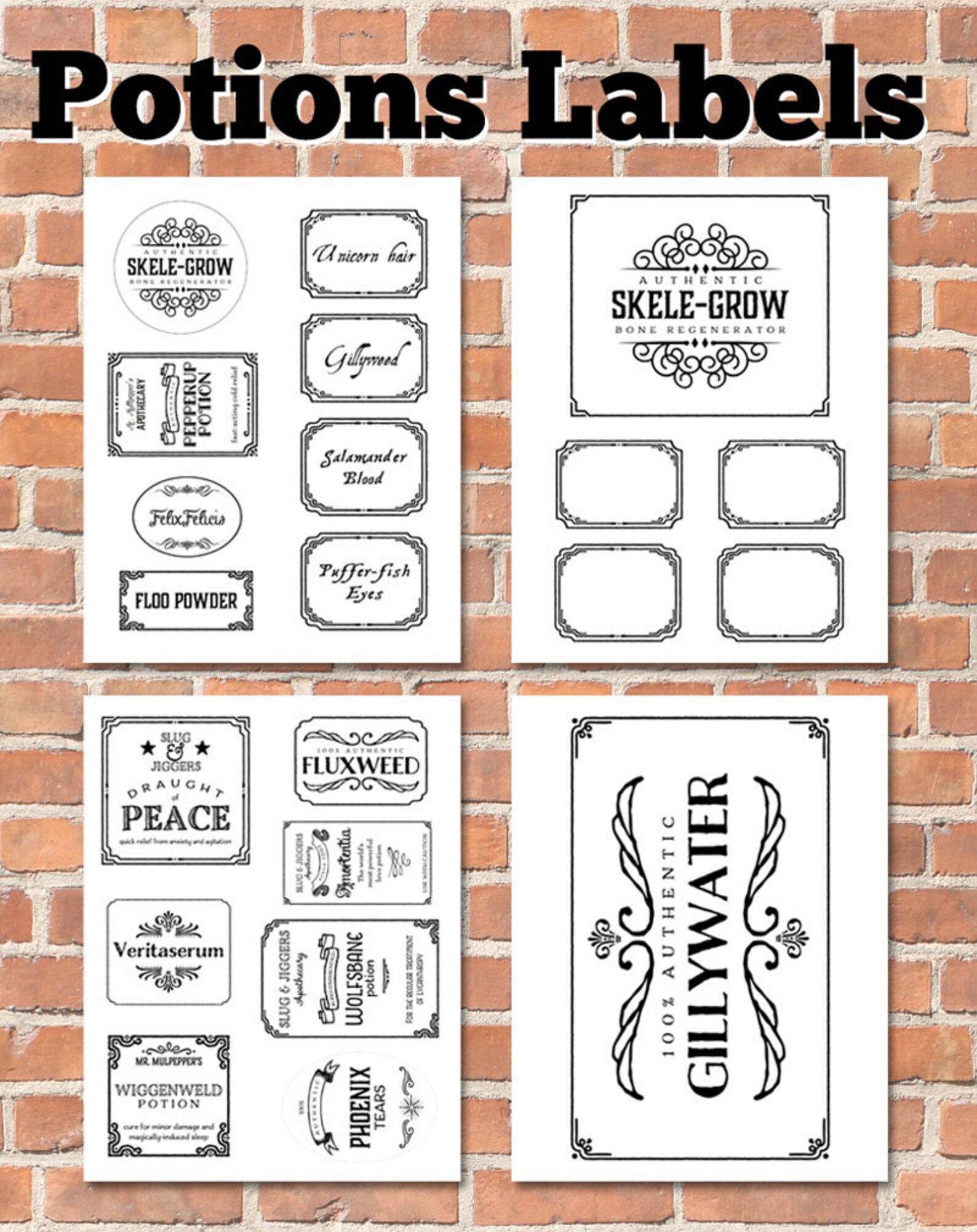 Printable Potions Labels INSTANT DOWNLOAD - Etsy