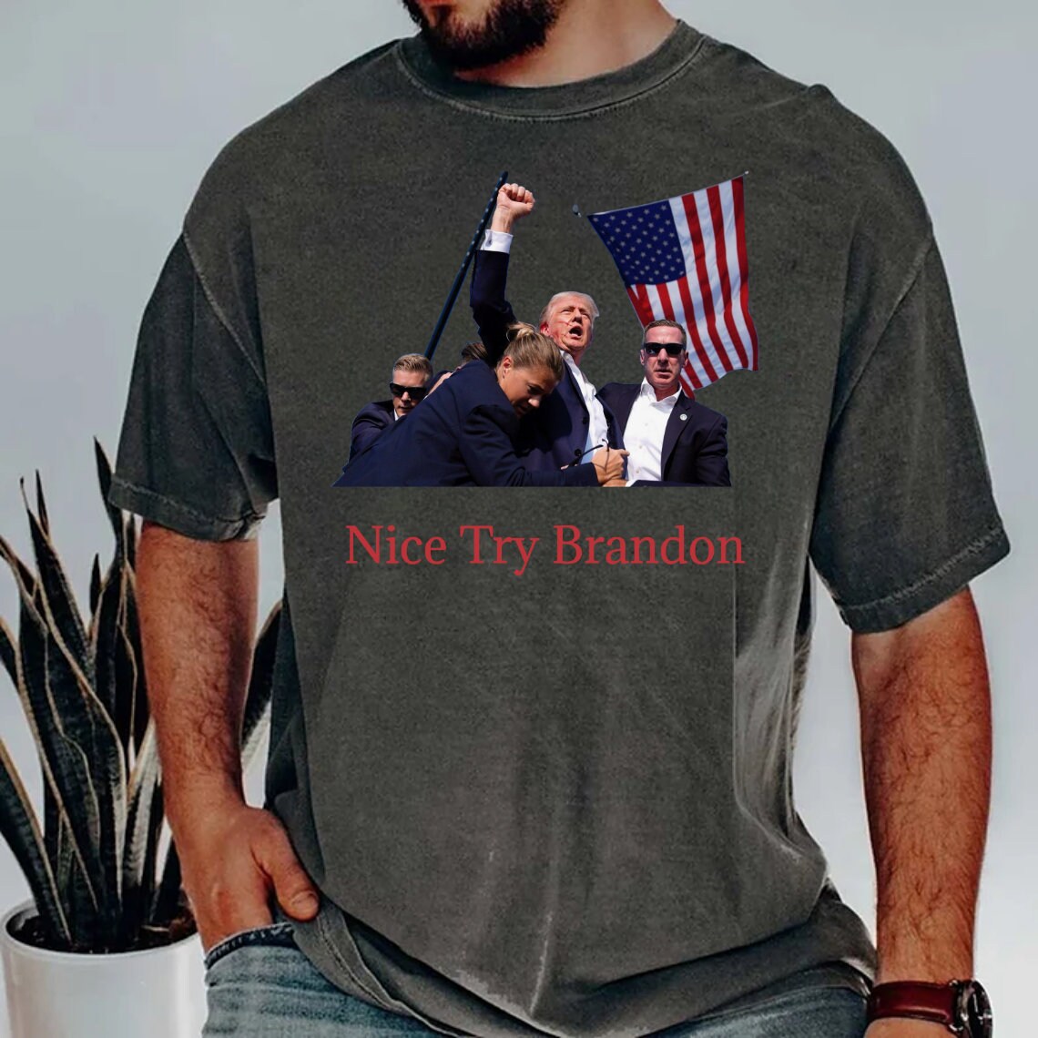 Trump Shooting Png, Nice Try Brandon, Trump Fist Pump Shooting Attempt ...