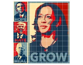 Hope Hate Heal Grow Png, Kamala Harris Support Png, 2024 American ...