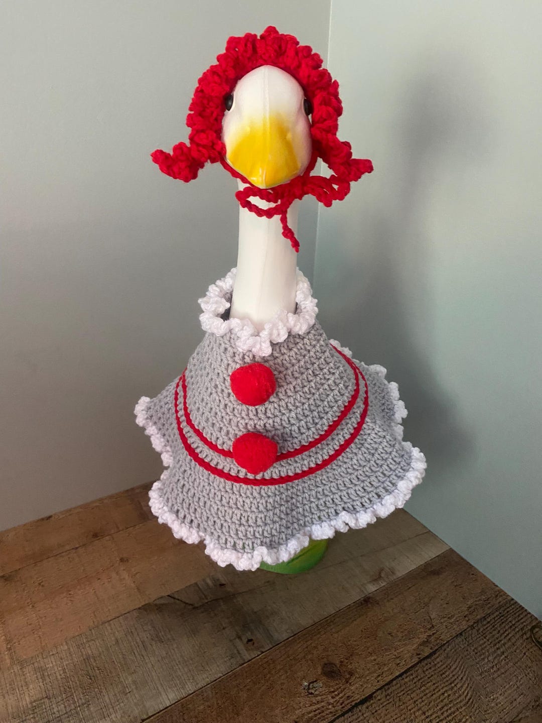 Crochet Clown Goose Sweater Dress, Porch Goose Clothes, Handmade in the ...