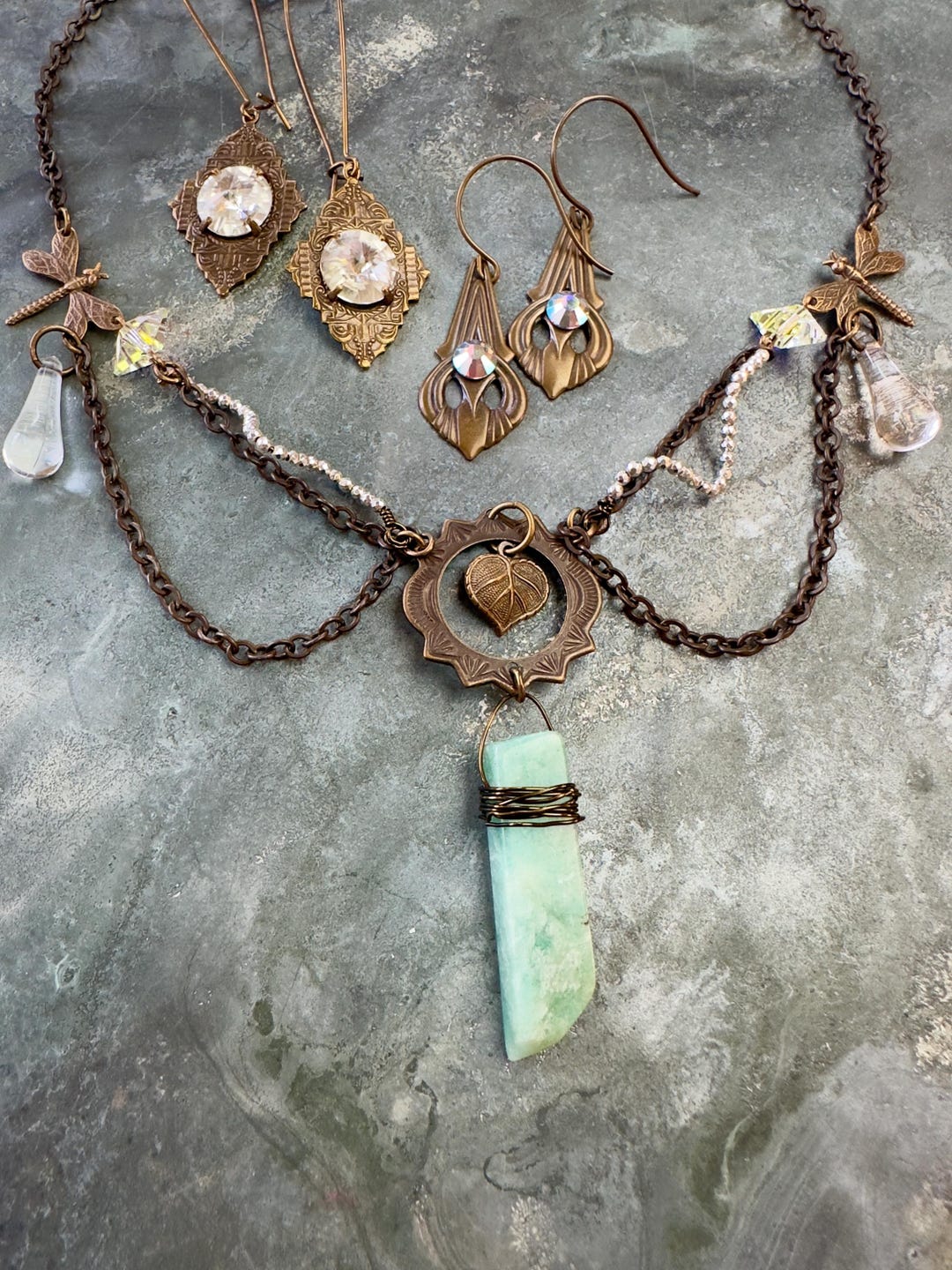 Vintaj 3 Piece Jewelry Set- One of A Kind - Artisan Brass Filigree - 1 ...