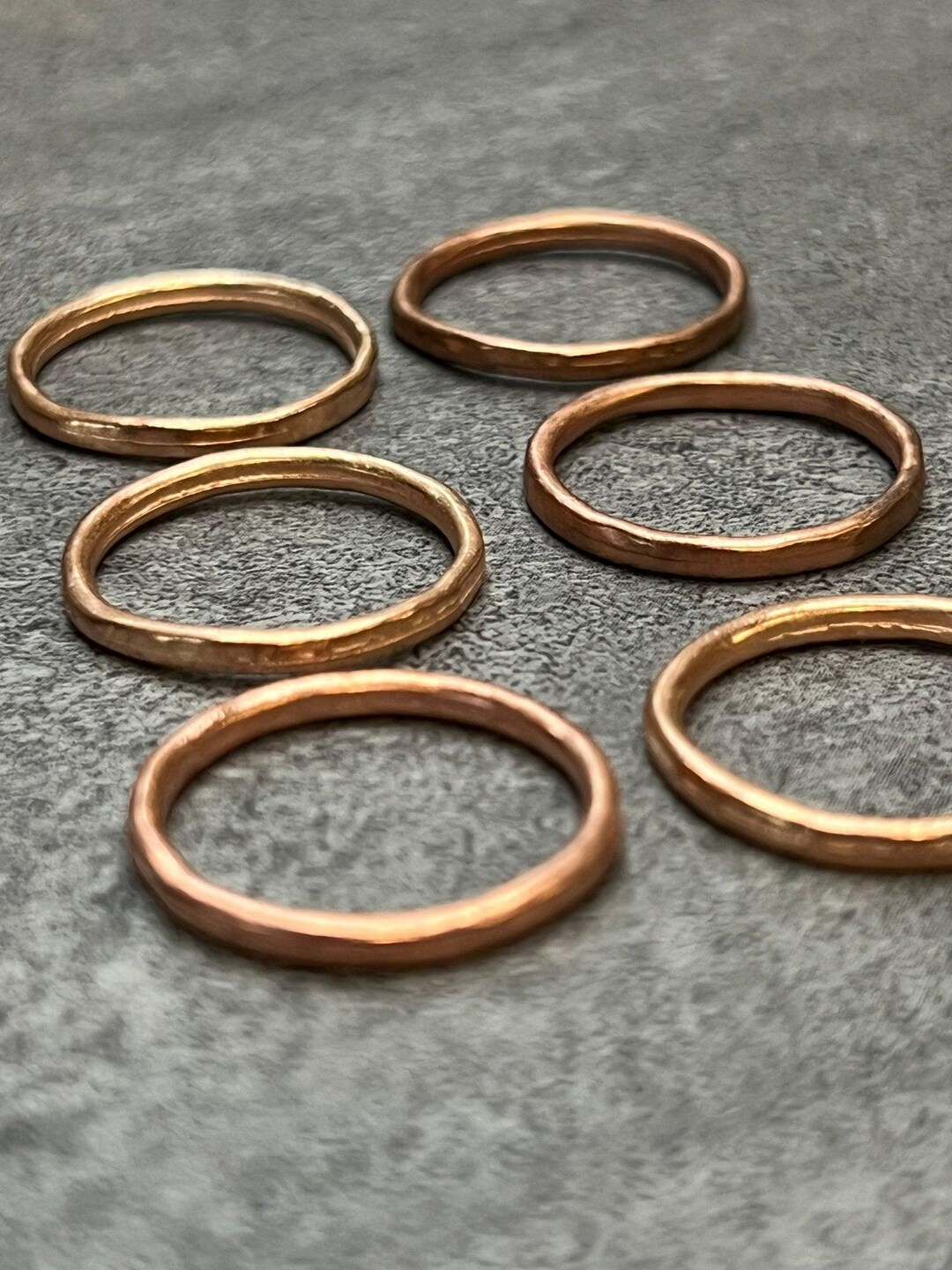 Precious Metal Plated Hammered Texture Stacking Ring Set of 3 - Size 8 ...