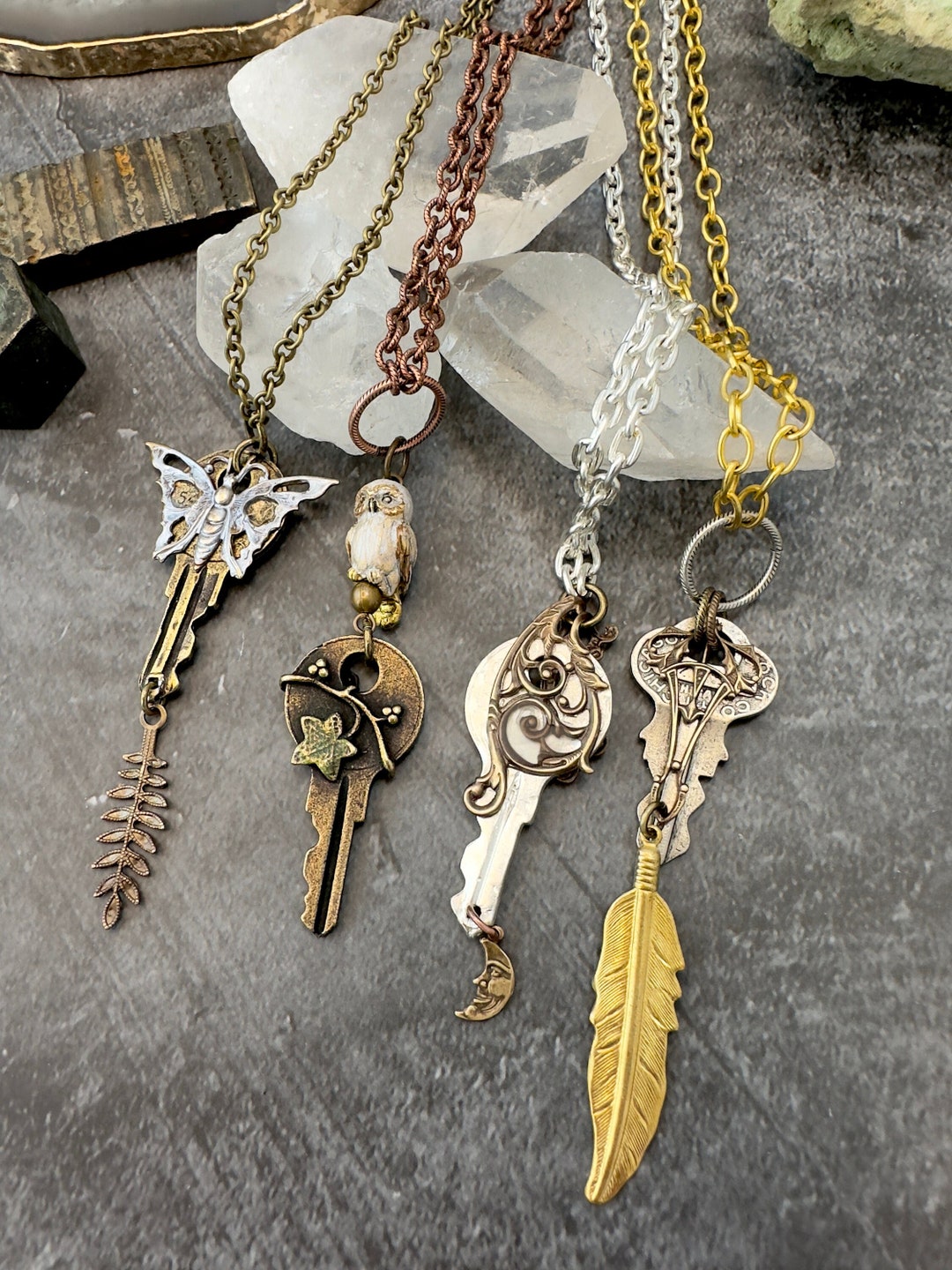 FRIENDSHIP Keys Necklace DIY Kit reflection Filigree, Keys, 10K Gold ...