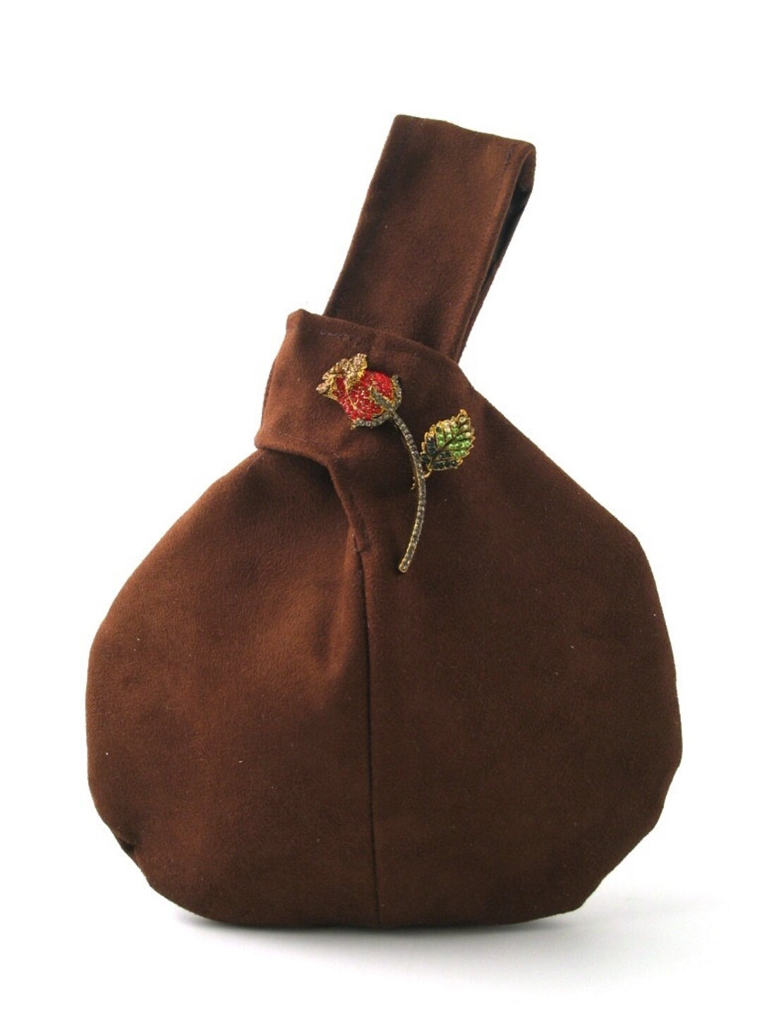 Brown Handbag, Brown Clutch Purse, Small Fabric Handbag, Wristlet Bag ...