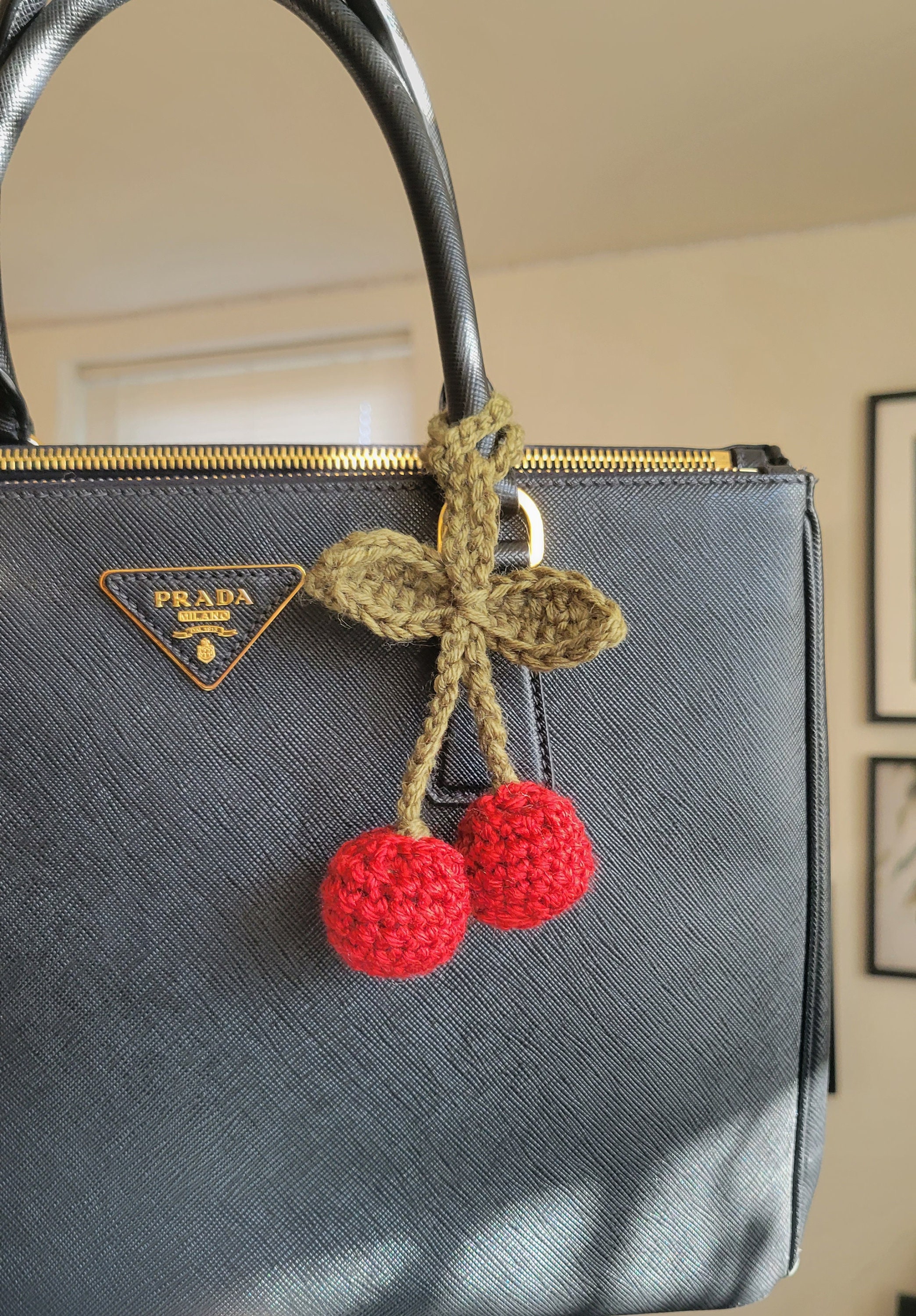 Cute Red Cherry Crochet Bag Charm - Etsy