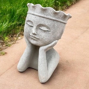 Concrete Nymph Girl | Outdoor Plant Pot 10'' | Girl Bust Planter ...