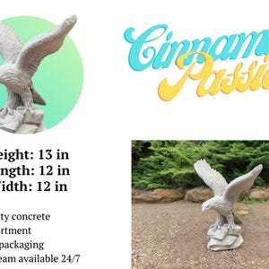 Concrete Eagle Bird Figure | Massive Eagle Statue 13" | Garden ...
