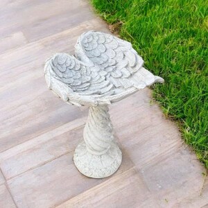 Concrete Bird Bath| Angel Wings Form Statue 16" | Outdoor Bird Bath ...