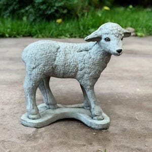 Stone Standing Small Lamb Statue | Concrete Farm Sheep Figure 12 ...