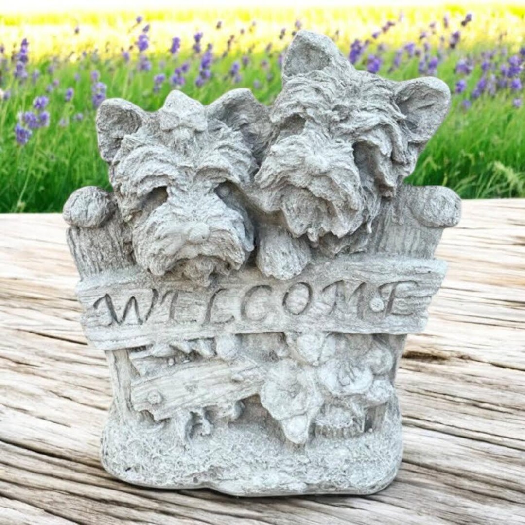 Yorkie Puppies | Concrete Welcome Statue 10" | Dog Figurine | Yorkie ...
