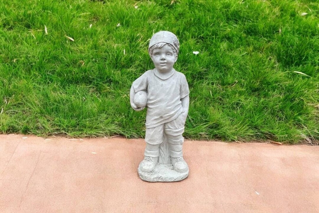 Standing Football Player | Concrete Boy Statue 21" | Boy With Ball ...
