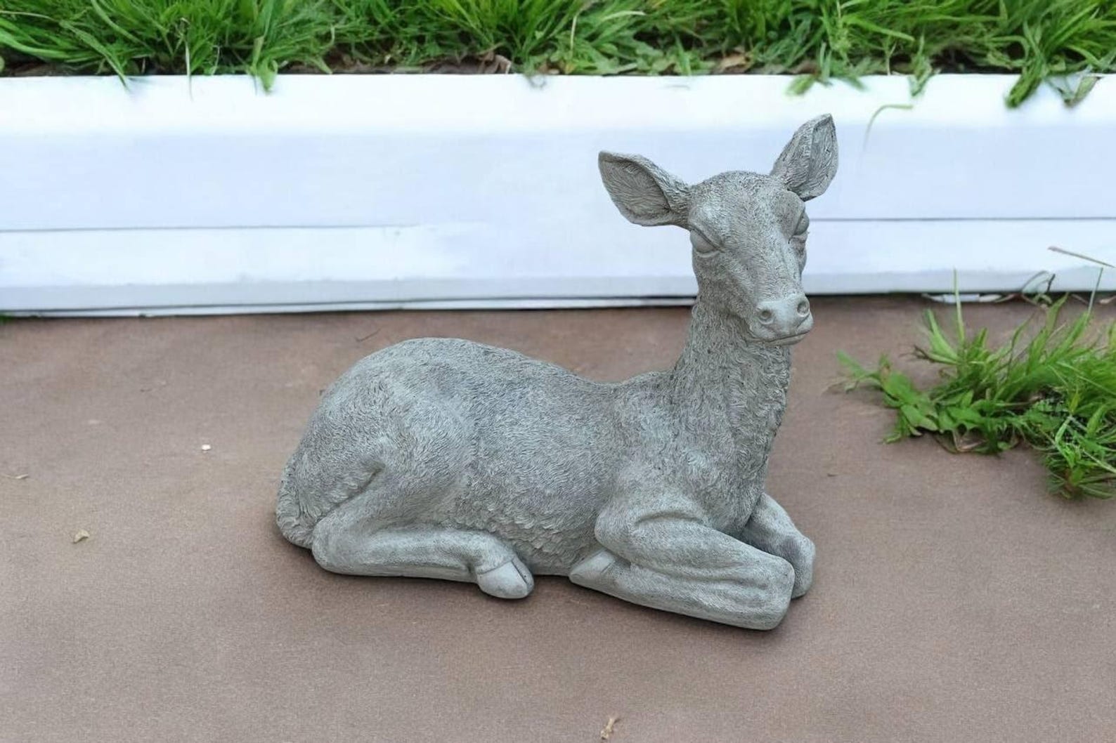 Concrete Fawn Massive Figure | Detailed Deer Backayrd Statue 14 ...
