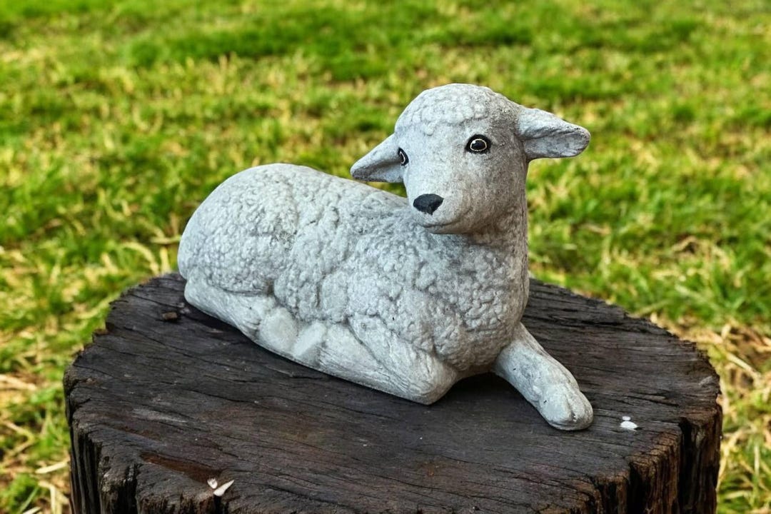 Small Lamb Figurine | Concrete Lamb 6" | Animal Home Decor | Farm ...
