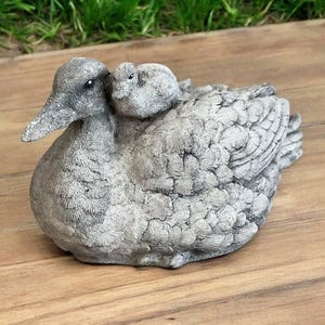 Concrete Duck With Small Duckling on Back Statue | Cement Farmhouse ...
