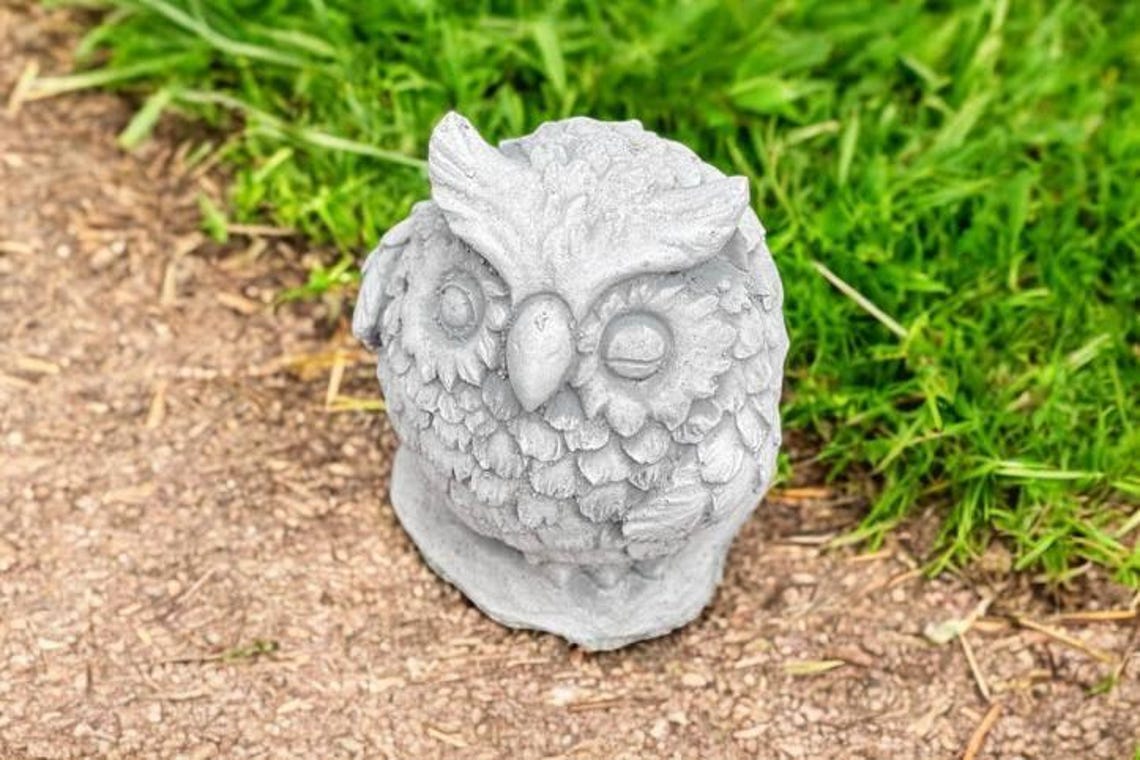 Stone Owl Bubba Yard Statue | Concrete Detailed Owl Gift Figurine 7 ...