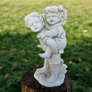 Boy and Girl Statue | Kids Yard Idea 20" | Beton Children Figure | Girl ...