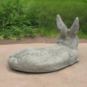 Laying Rabbit Figurine | Concrete Massive Bunny Sculpture 9" | Garden ...