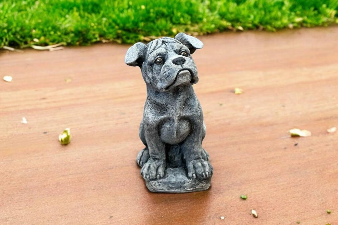 Sitting Boxer Dog Sculpture | Stone Boxer Puppy 8 " | Dog Memorial ...