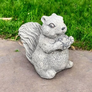 Small Squirrel Figure | Concrete Squirrel With Nut 5" | Forest Squirrel ...