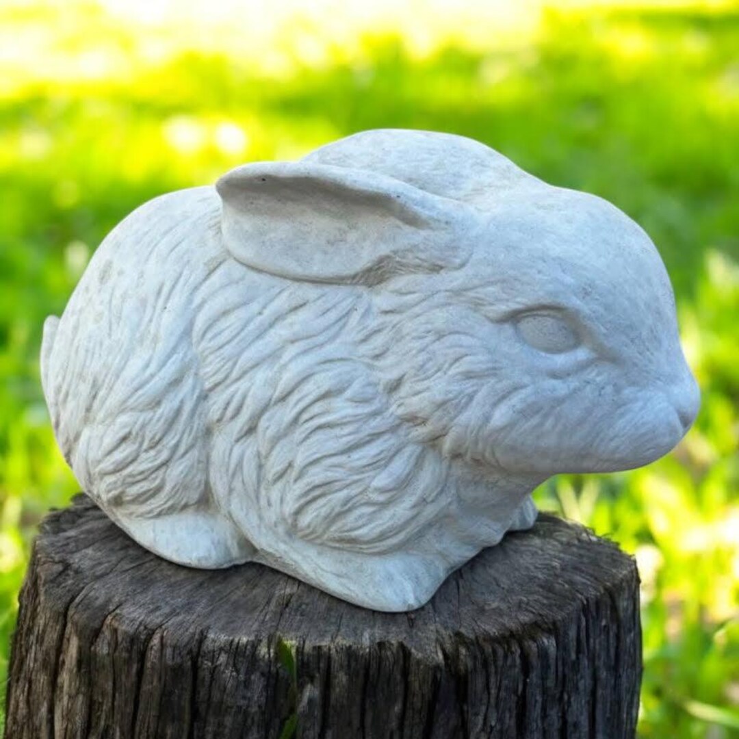 Stone Rabbit Art | Bunny Lawn Idea 7" | Yard Bunny Statue | Concrete ...