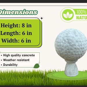 Concrete Golf Ball | Golfer Gift Idea 8" | Yard Ball Ornament | Golfer ...