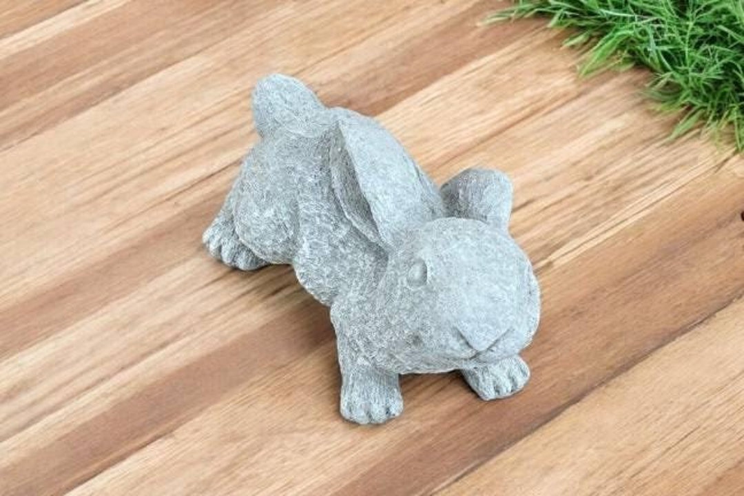 Small Laying Rabbit | Concrete Rabbit Statue 3" | Forest Rabbit Decor ...