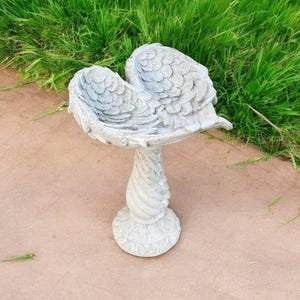 Concrete Bird Bath| Angel Wings Form Statue 16" | Outdoor Bird Bath ...
