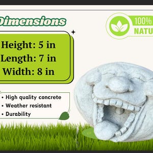 Concrete Rock Face | Laughing Face Statue 5" | Yard Art | Stone Rock ...