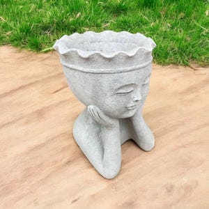 Concrete Nymph Girl | Outdoor Plant Pot 10'' | Girl Bust Planter ...