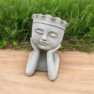 Concrete Nymph Girl | Outdoor Plant Pot 10'' | Girl Bust Planter ...