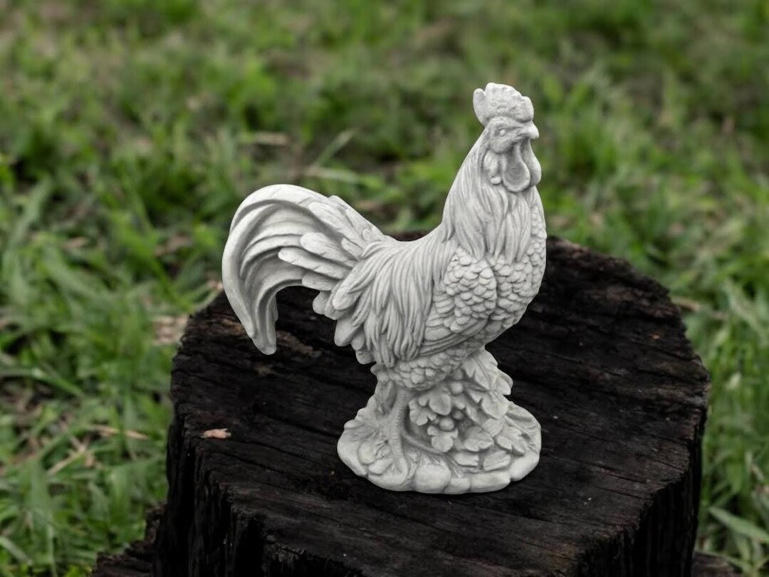 Stone Rooster Statue | Farm Rooster Bird 14" | Outdoor Animal Ornament ...