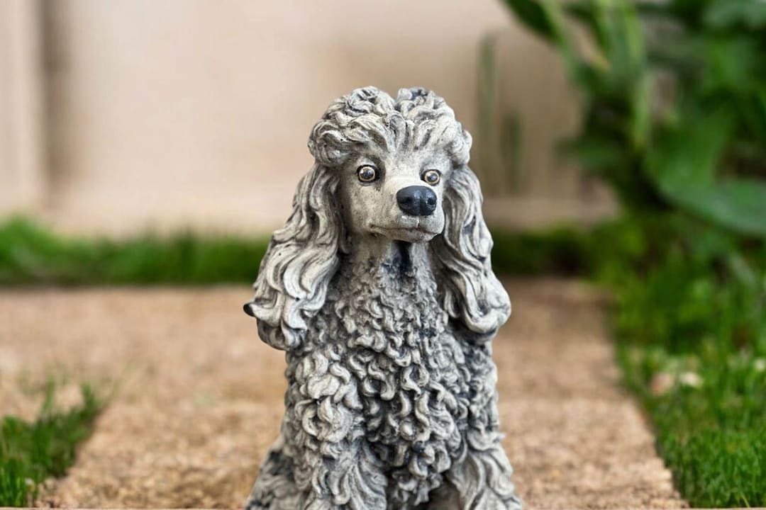 Large Poodle Concrete Statue Realistic French Poodle Memorial Figure 14 ...