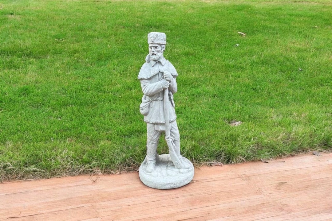 Concrete Mountaineer Man | Standing Man Statue 18" | Stone Man on Base ...