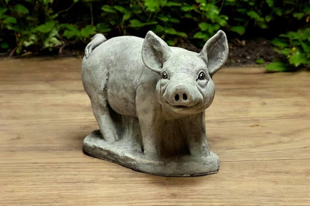 Concrete Standing Piglet Statue | Stone Farmhouse Pig Animal Figure 8 ...