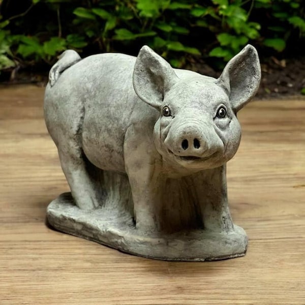 Concrete Standing Piglet Statue Stone Farmhouse Animal 8 Garden ...