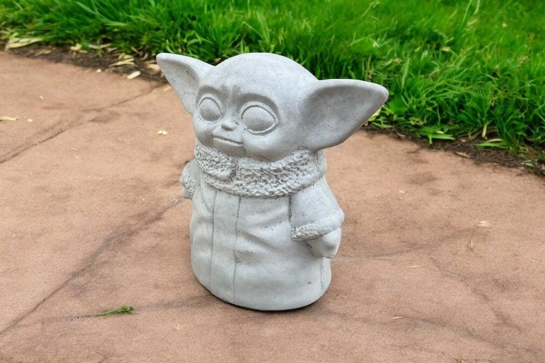Small Baby Yoda Statue | Concrete Yoda Figurine 8" | Backyard Decor ...