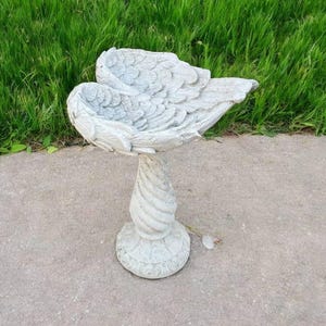 Concrete Bird Bath| Angel Wings Form Statue 16" | Outdoor Bird Bath ...