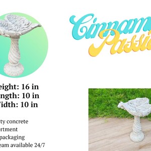 Concrete Bird Bath| Angel Wings Form Statue 16" | Outdoor Bird Bath ...