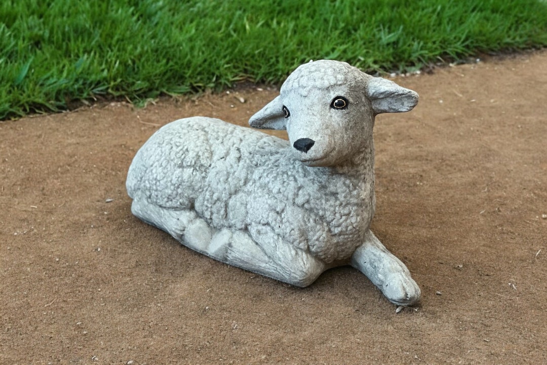 Cement Lamb Farm Statue 6" | Garden Decorations | Outdoor Sculpture - Etsy
